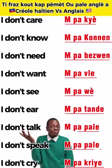 Ti fraz kout kap pèmèt Ou pale anglè a Créole haïtien Vs Anglais rapide ...